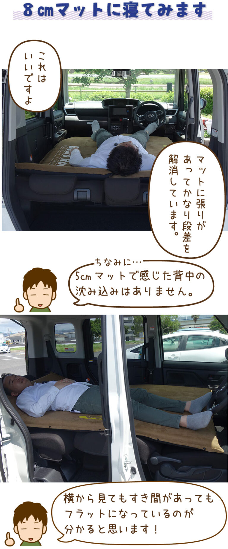 ルーミーにおすすめの車中泊マット-サイズ・段差解消・寝心地を検証してみた | ゴリラキャンプ部